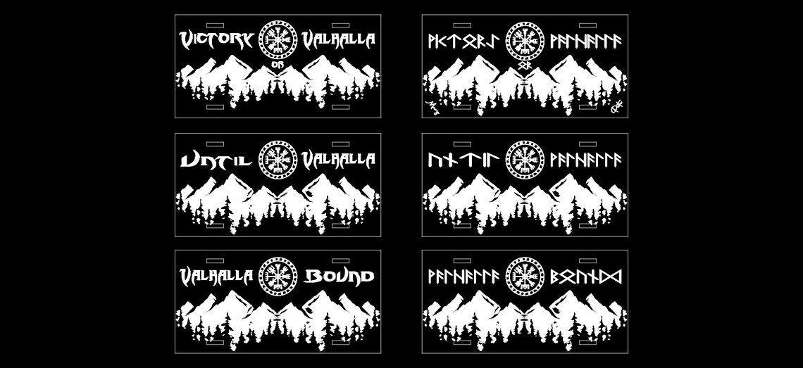 Norse Viking Valhalla Bound Runes Vegvisir Compass License Plate ...