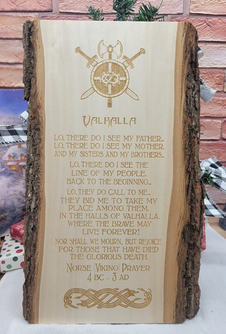 Viking Prayer Valhalla Memorial Carve Wood Sign Art Live Edge Basswood ...