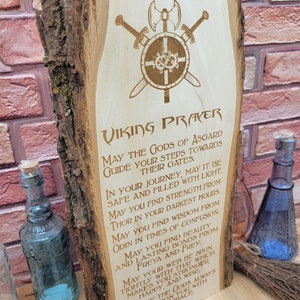Viking Memorial Norse Live Edge Plaque Engraved Valhalla Viking Prayer ...