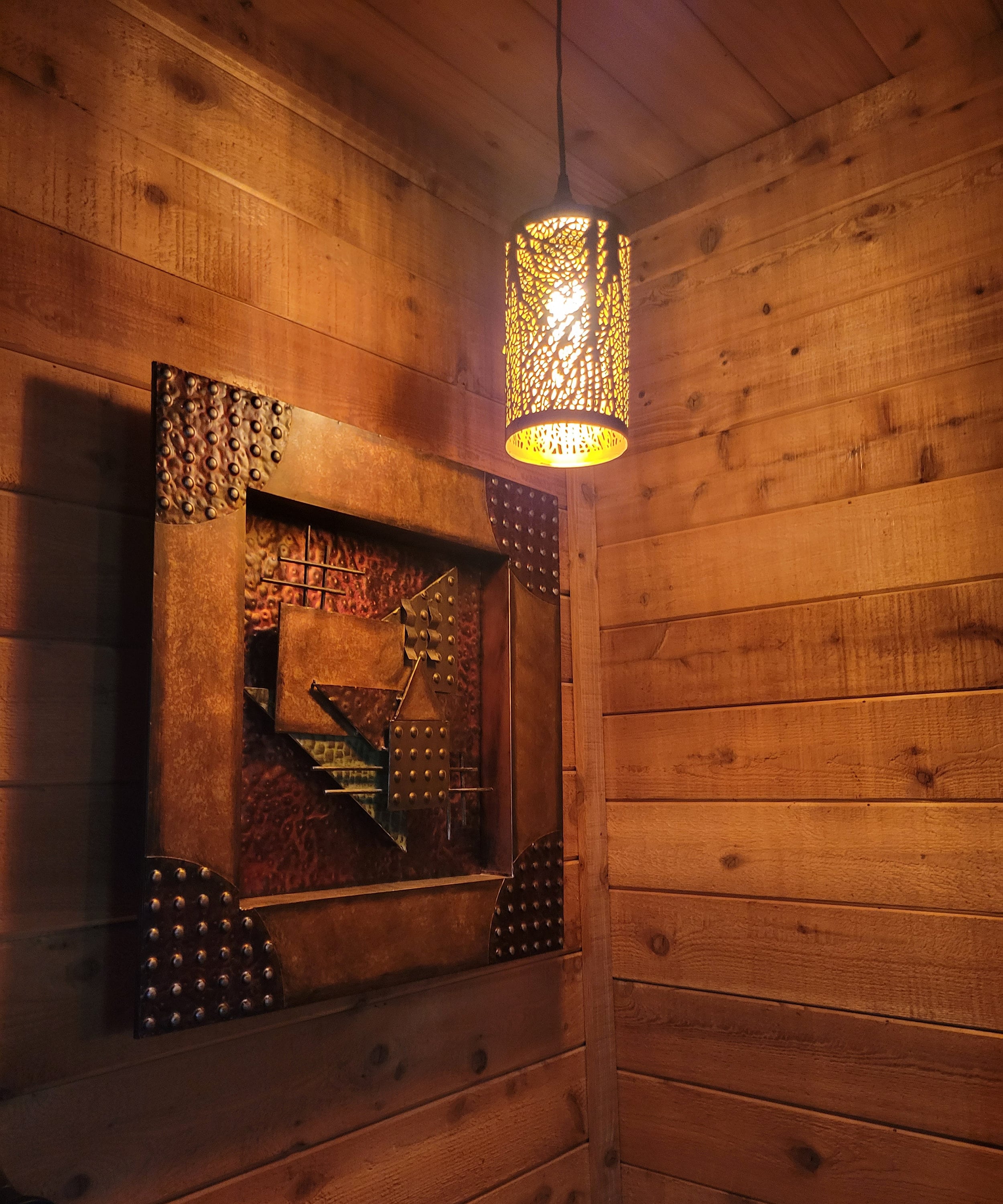 Rustic Metal Pendant Light Shade Lampshade Two Tone Gold Nature Branch ...