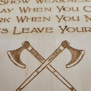 Viking Code Live Edge Plaque Engraved Natural Basswood Commemorative Creed to Honor Ancestral ...