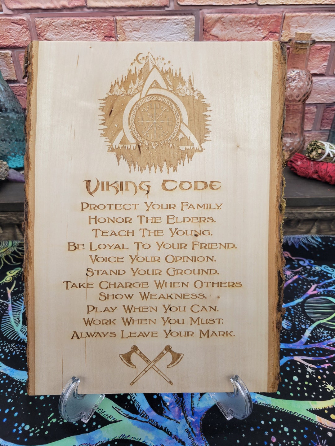 Viking Code Live Edge Plaque Engraved Natural Basswood Commemorative ...