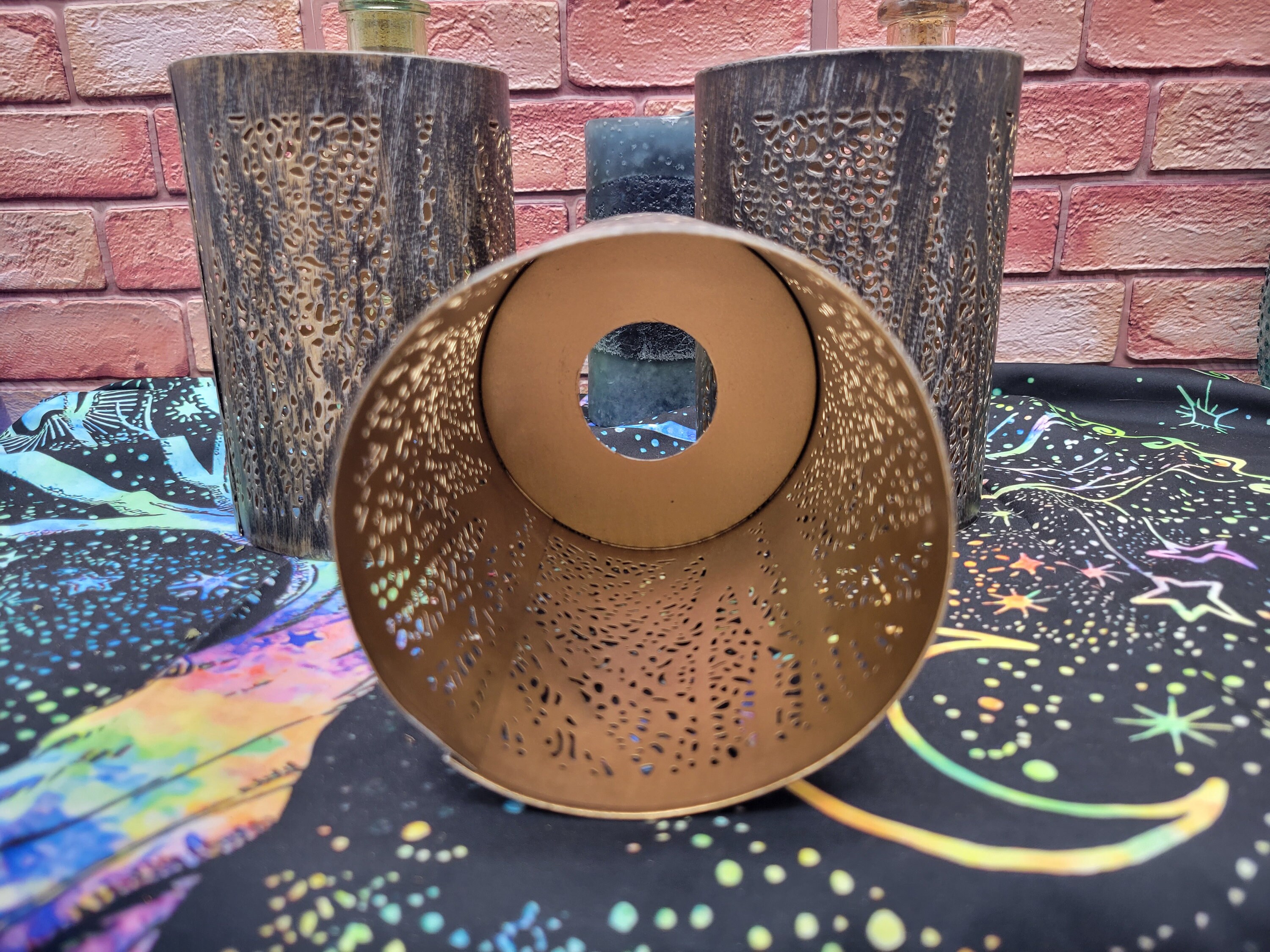 Rustic Metal Pendant Light Shade Lampshade Two Tone Gold Nature Branch ...