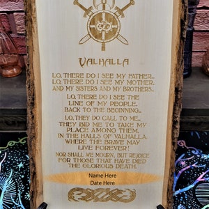 Viking Memorial Norse Live Edge Plaque Engraved Valhalla Viking Prayer ...