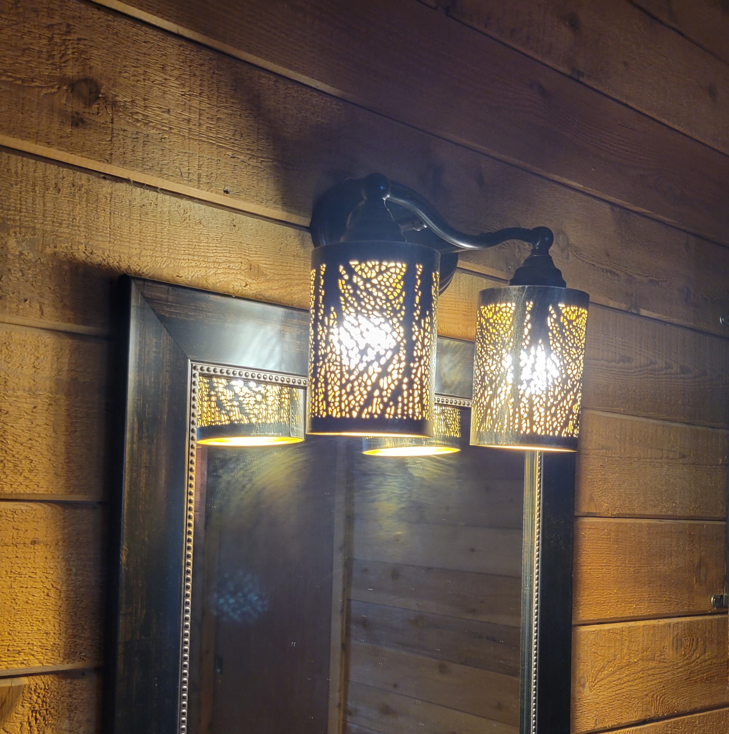 Rustic Metal Pendant Light Shade Lampshade Two Tone Gold Nature Branch ...