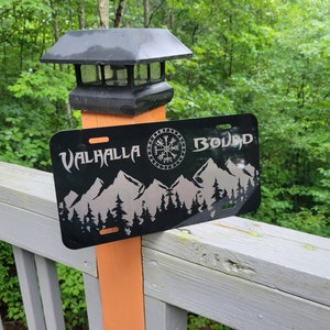 Norse Viking Valhalla Bound Runes Vegvisir Compass License Plate ...