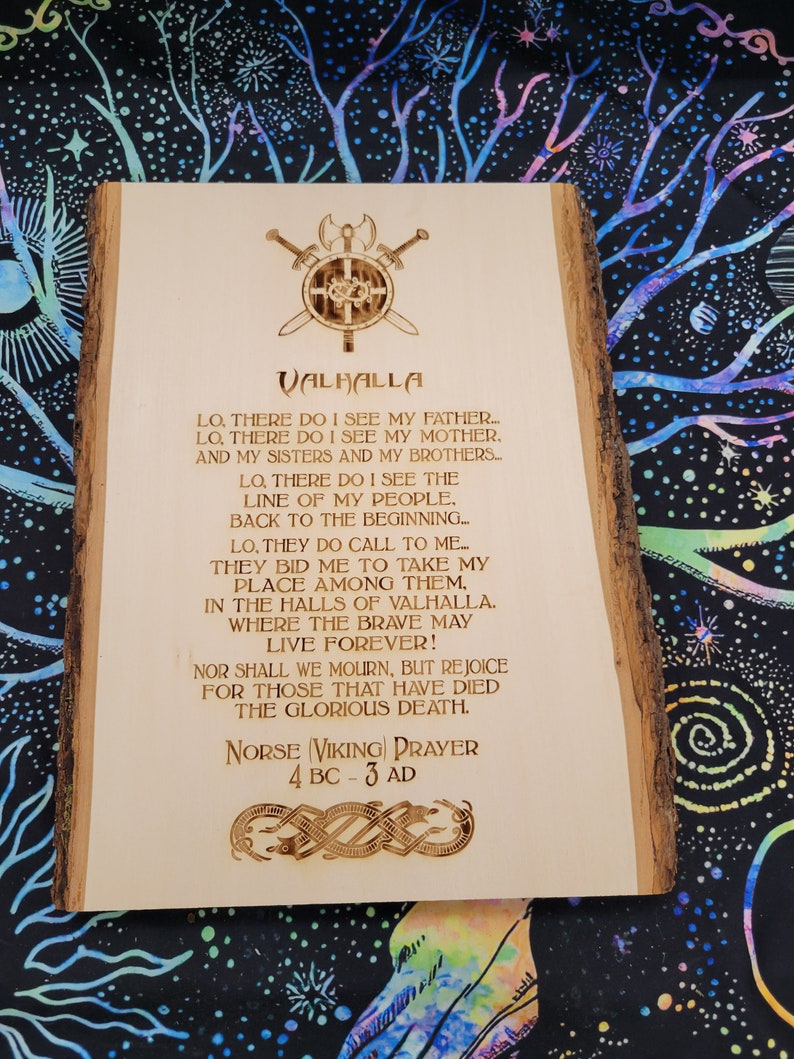 Viking Prayer Valhalla Memorial Carve Wood Sign Art Live Edge Basswood ...