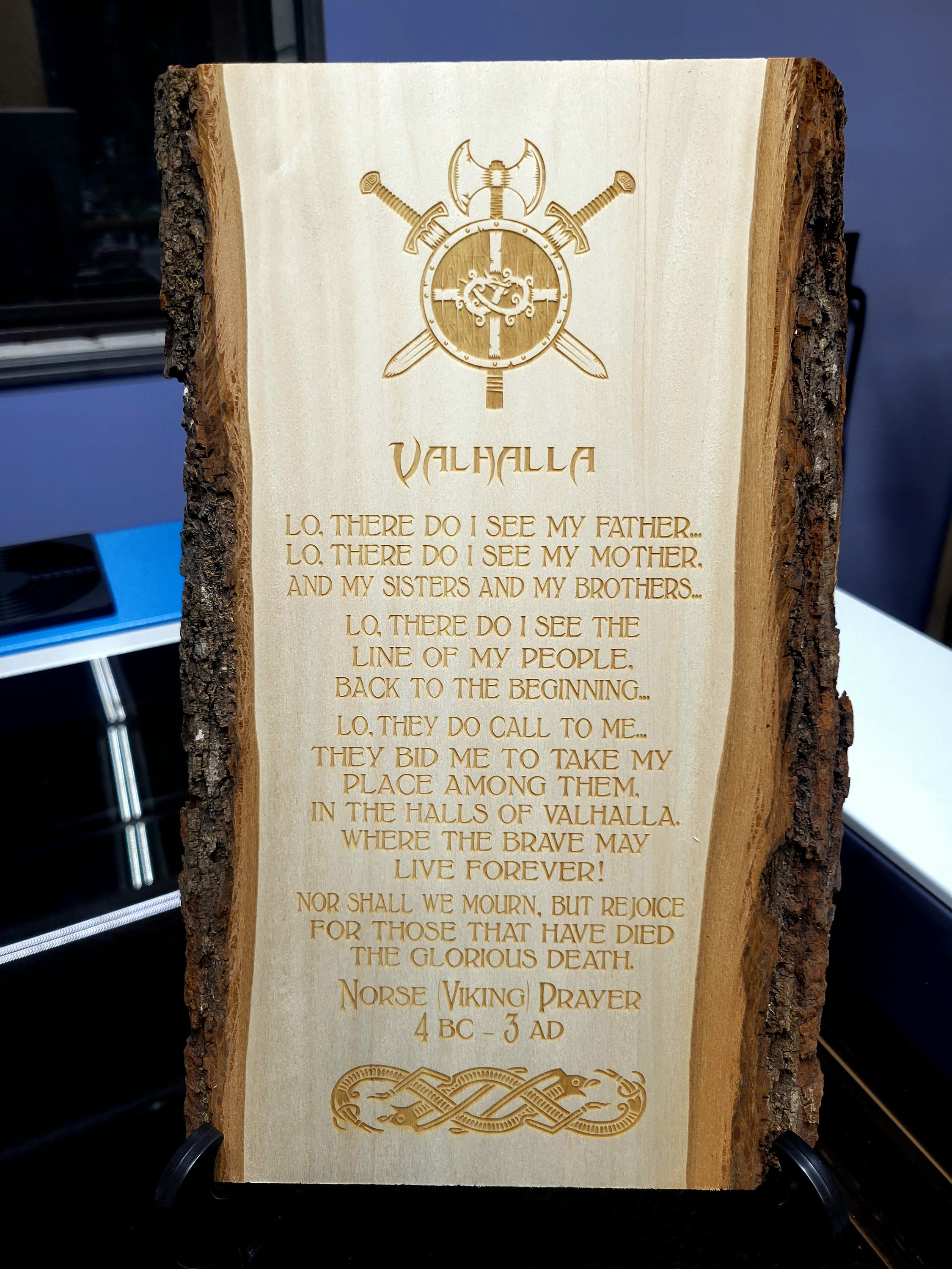 Viking Prayer Valhalla Memorial Carve Wood Sign Art Live Edge Basswood ...