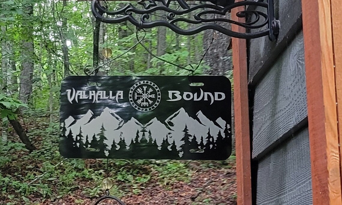 Norse Viking Valhalla Bound Runes Vegvisir Compass License Plate ...