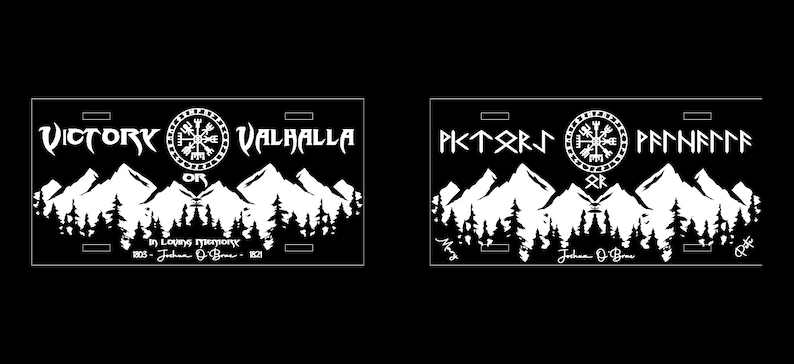 Norse Viking Valhalla Bound Runes Vegvisir Compass License Plate ...