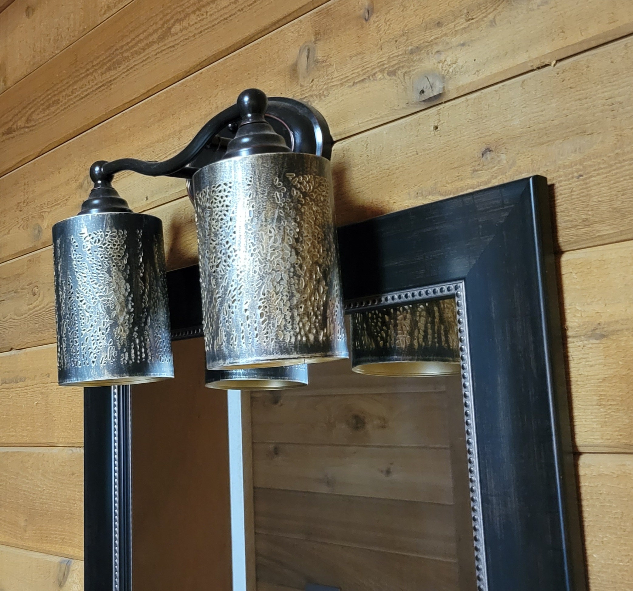 Rustic Metal Pendant Light Shade Lampshade Two Tone Gold Nature Branch ...