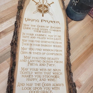 Viking Memorial Norse Live Edge Plaque Engraved Valhalla Viking Prayer ...