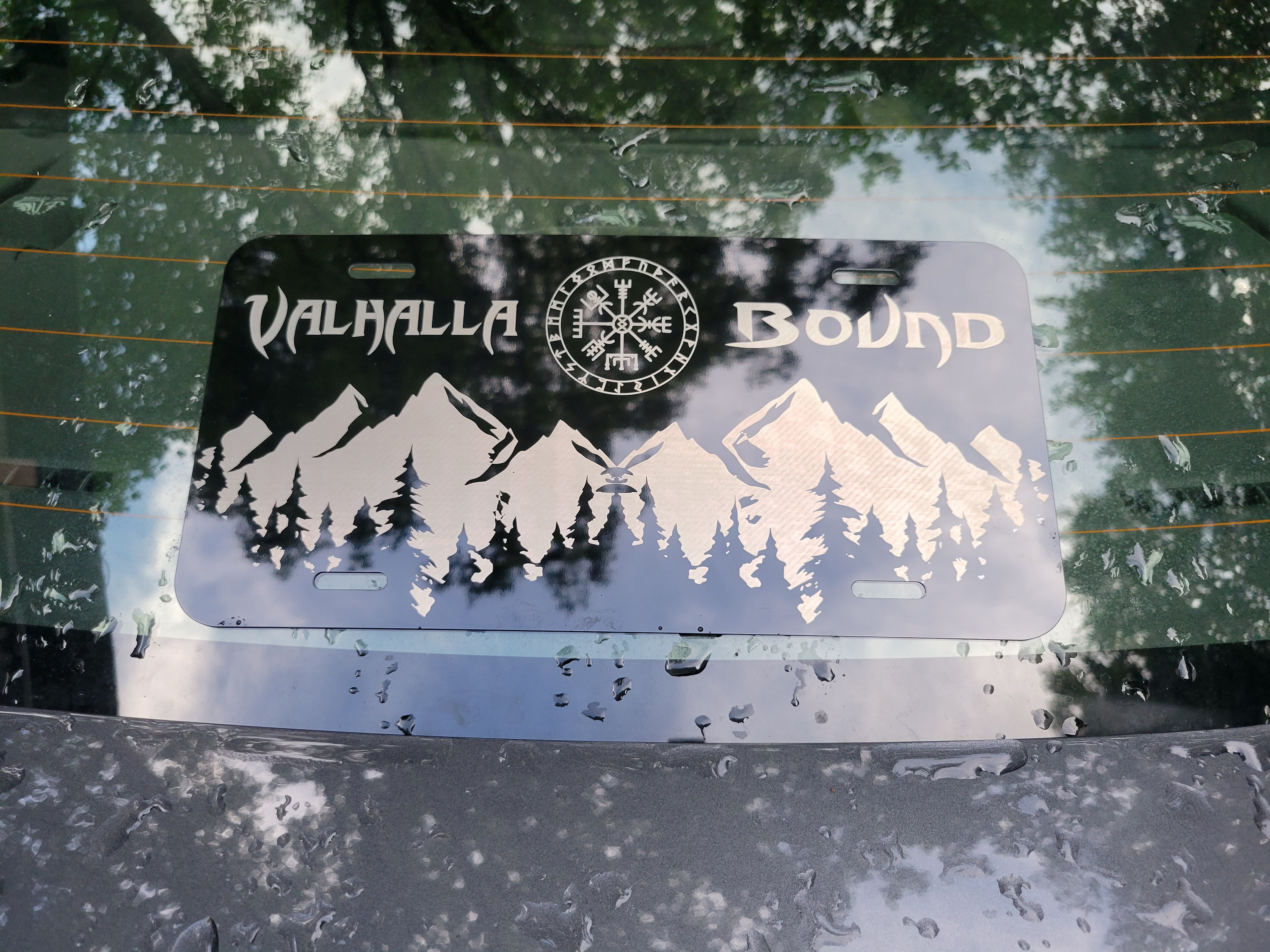 Norse Viking Valhalla Bound Runes Vegvisir Compass License Plate ...