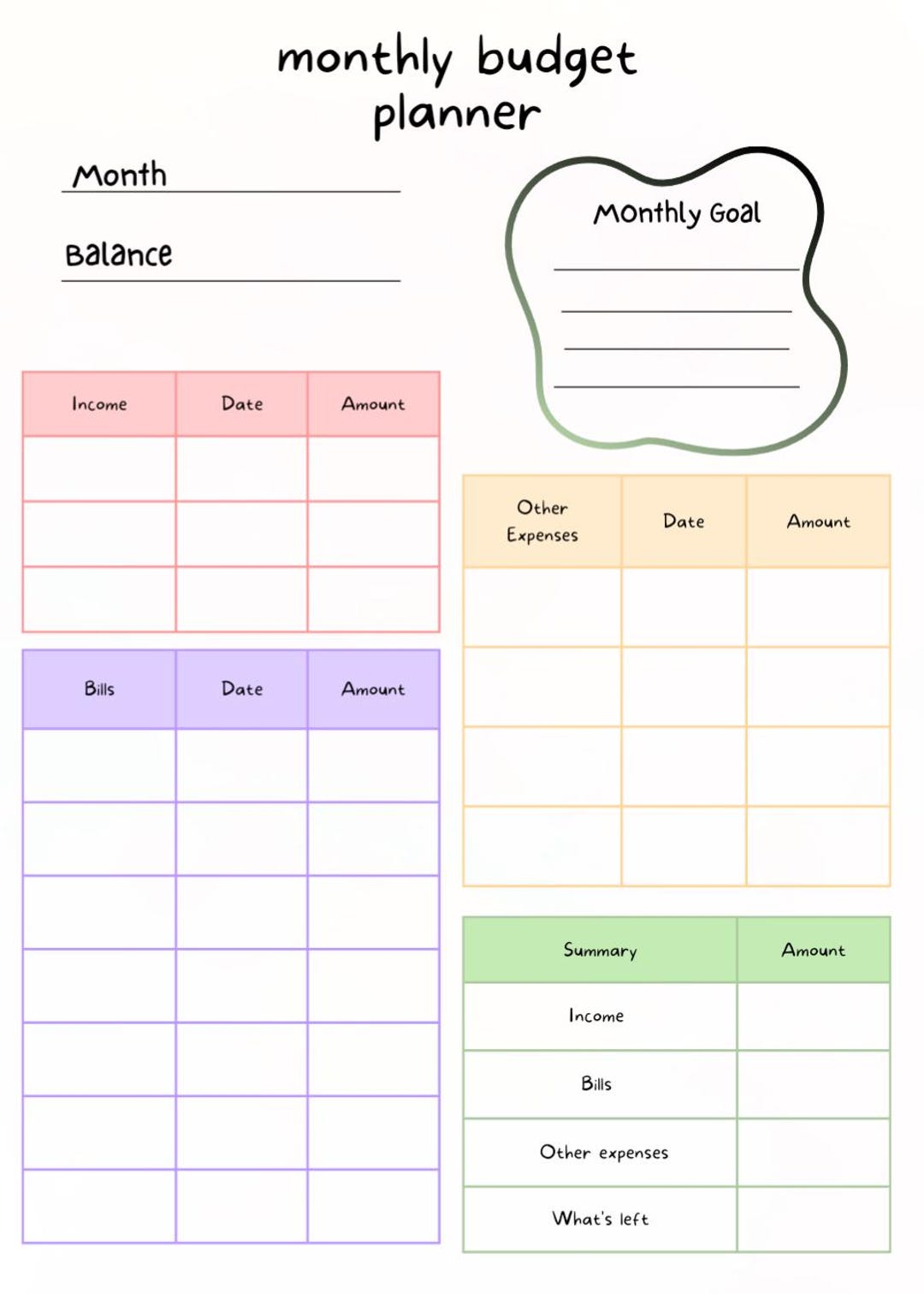 Monthly Budget Planner - Etsy