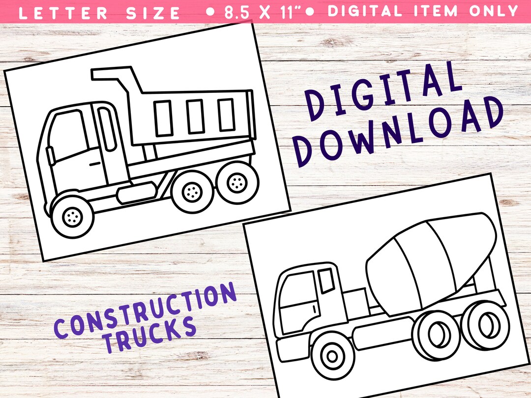 Trucks Coloring Pages for Kids Construction Truck for Children Activity ...