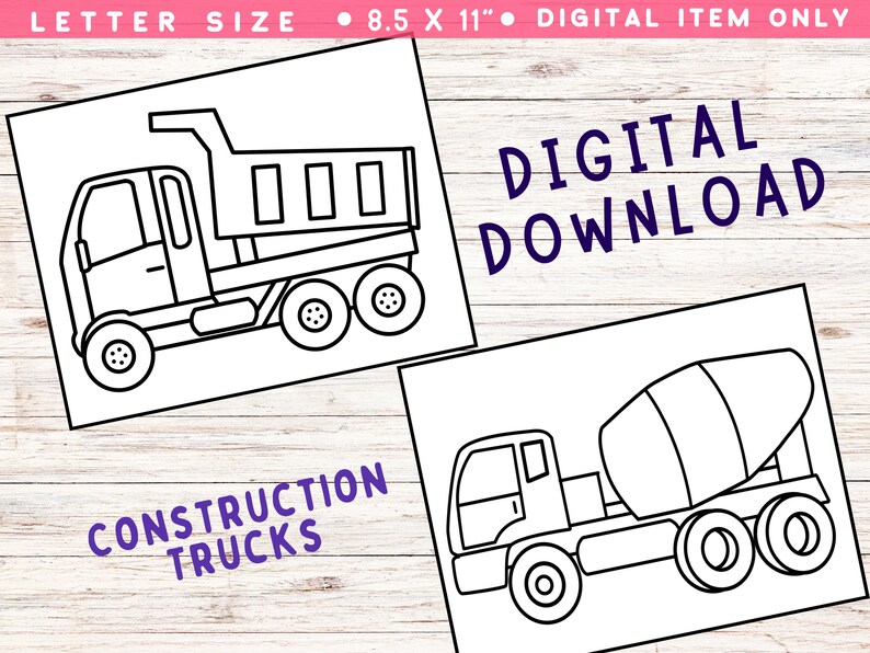 Trucks Coloring Pages for Kids Construction Truck for Children Activity ...