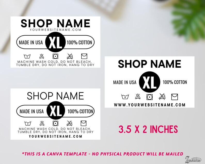 Editable Neck Label Canva Template for Clothing Business Tagless Label ...