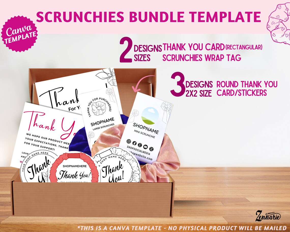 Editable Scrunchie Tag Template for Small Businesses Customizable Easy ...