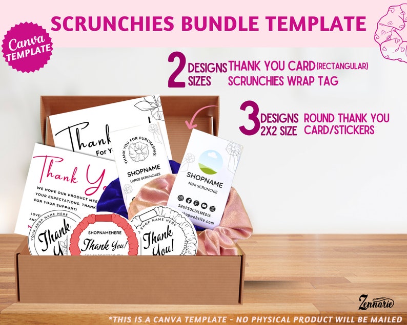 Editable Scrunchie Tag Template for Small Businesses Customizable Easy ...