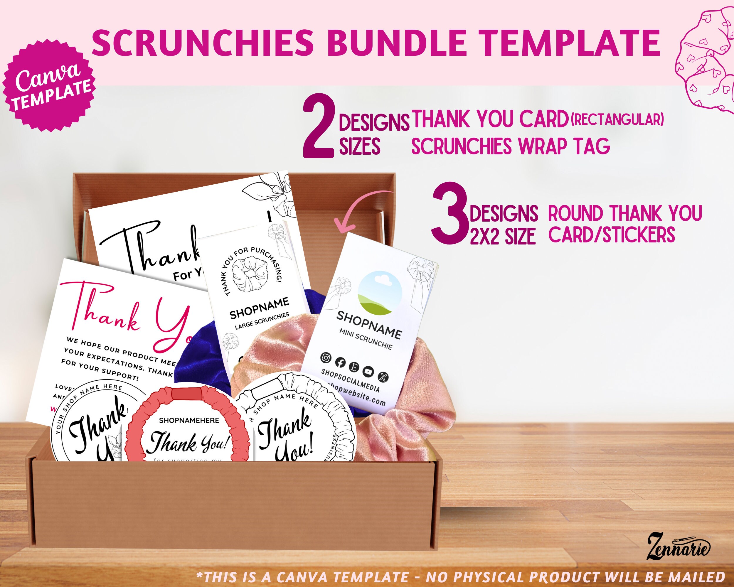 Editable Scrunchie Tag Template for Small Businesses Customizable Easy ...