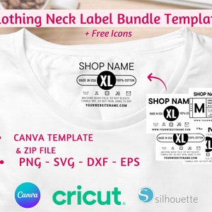 Editable Neck Label Canva Template for Clothing Business Tagless Label ...