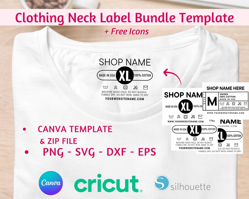 Editable Canva Clothing Neck Label Template Many Designs Tagless Design ...