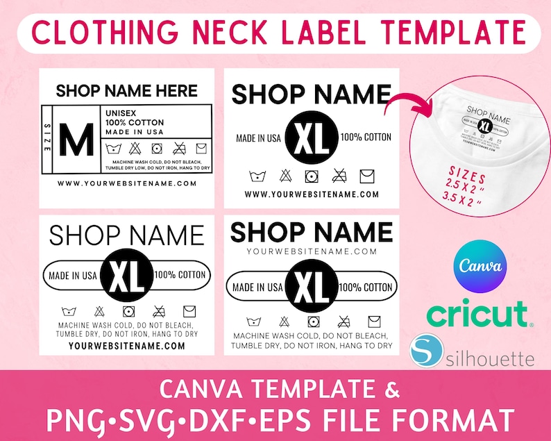 Editable Neck Label Canva Template for Clothing Business Tagless Label ...