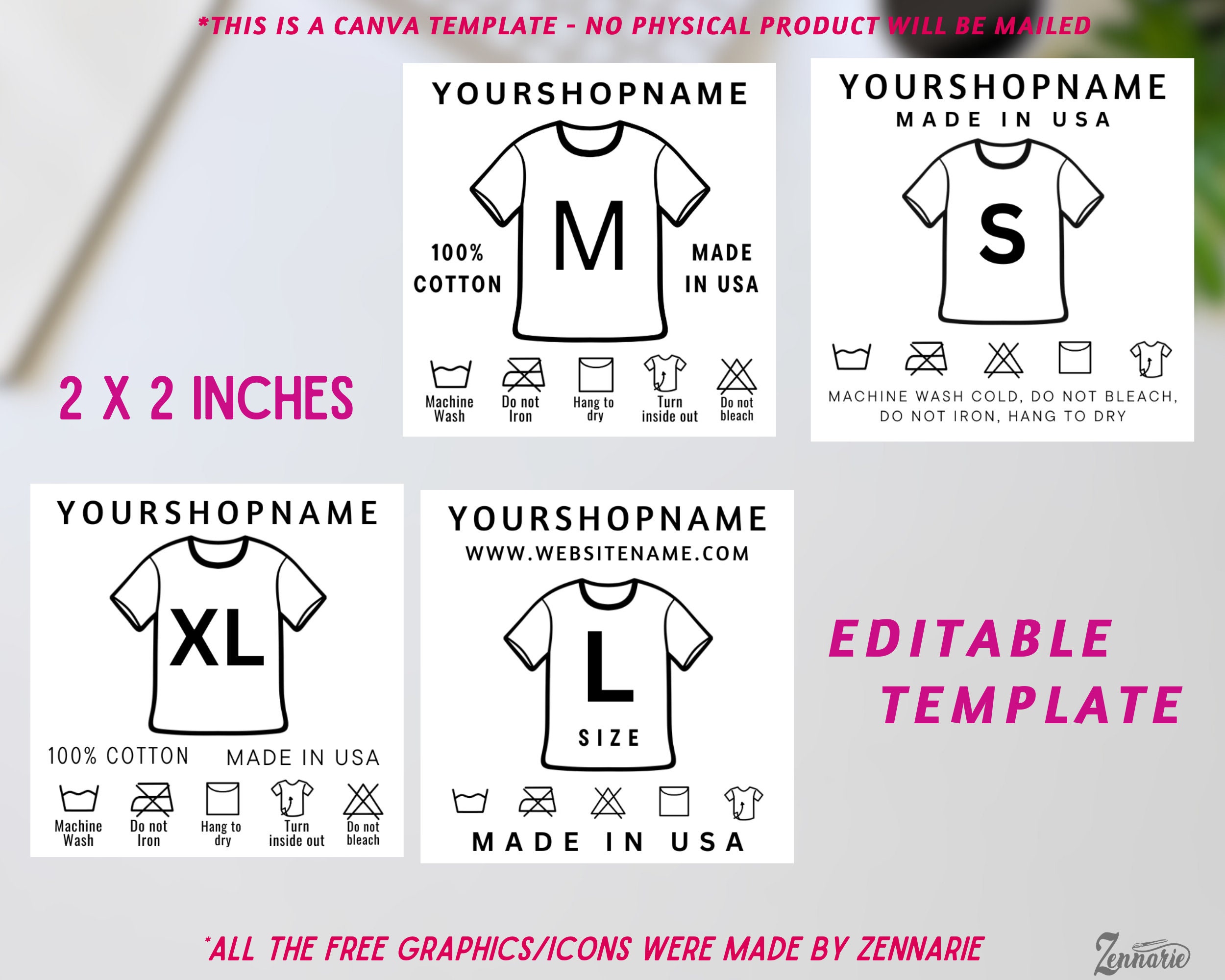 Editable Neck Label for Small Business Clothing Tagless Care ...