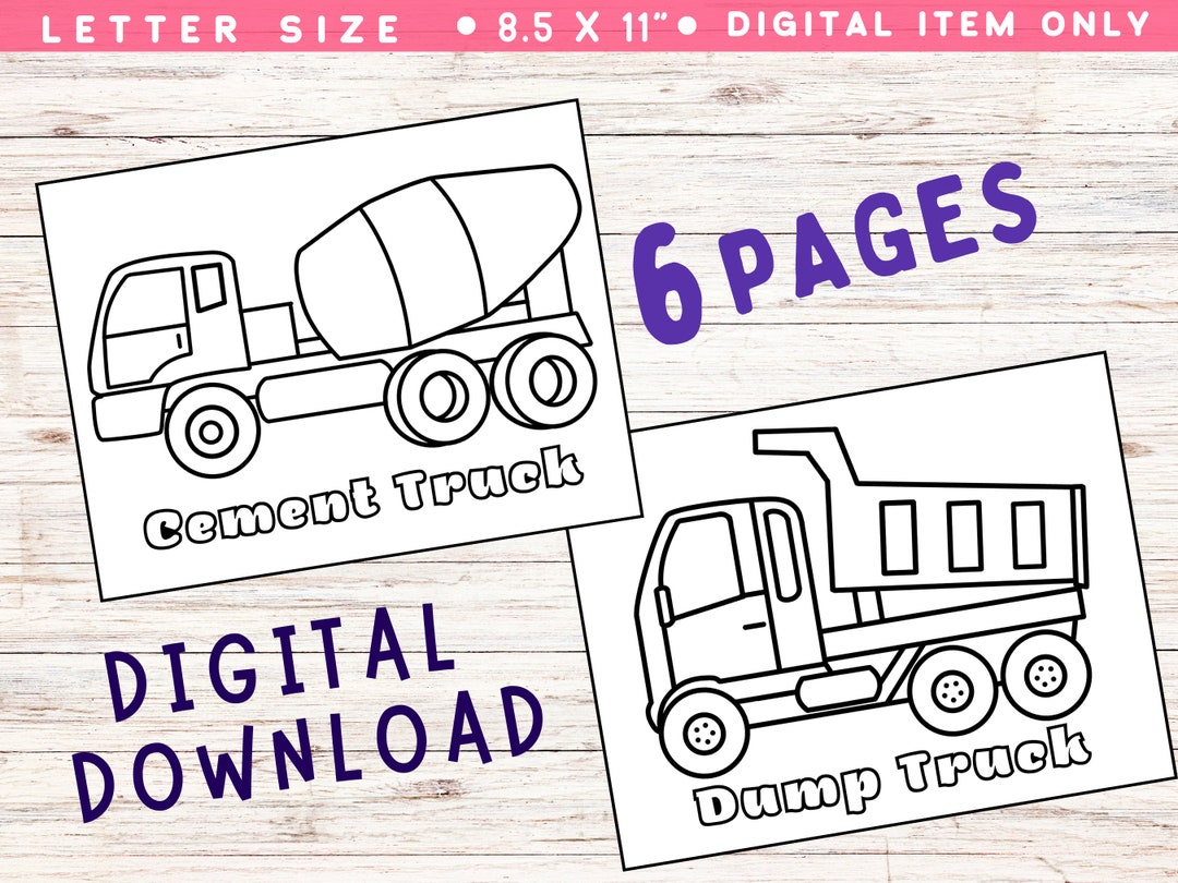 Truck Coloring Pages for Kids Construction Trucks Activity for Children ...