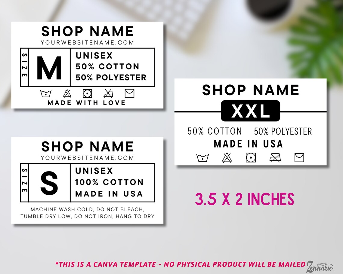 Editable Clothing Tagless Label Template for Small Business Garment ...