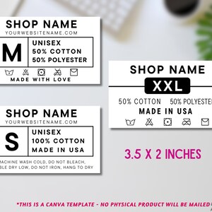 Editable Clothing Tagless Label Template for Small Business Garment ...