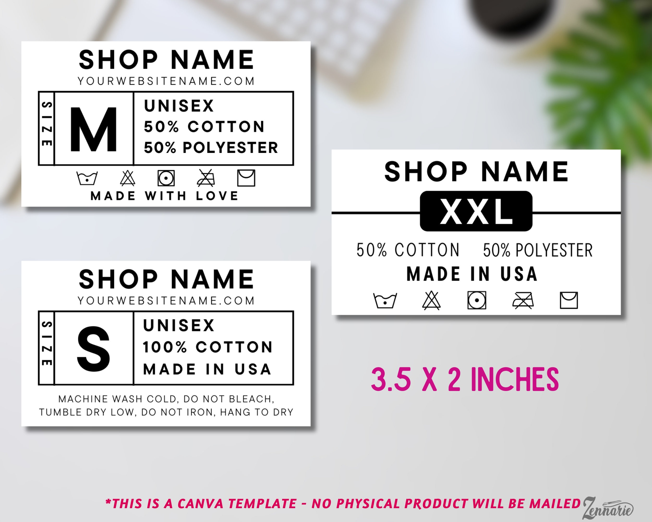 Editable Clothing Tagless Label Template for Small Business Garment ...