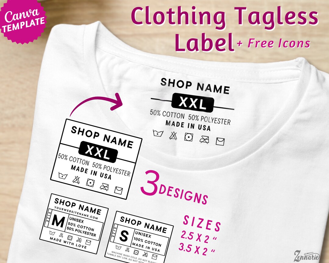 Editable Clothing Tagless Label Template for Small Business Garment ...