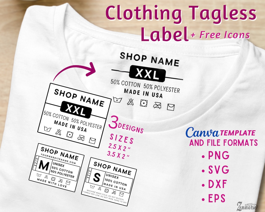 Editable Clothing Tagless Label Template for Small Business Garment ...