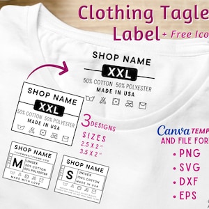 Editable Clothing Tagless Label Template for Small Business Garment ...