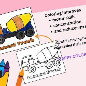 Truck Coloring Pages for Kids Construction Trucks Activity for Children ...