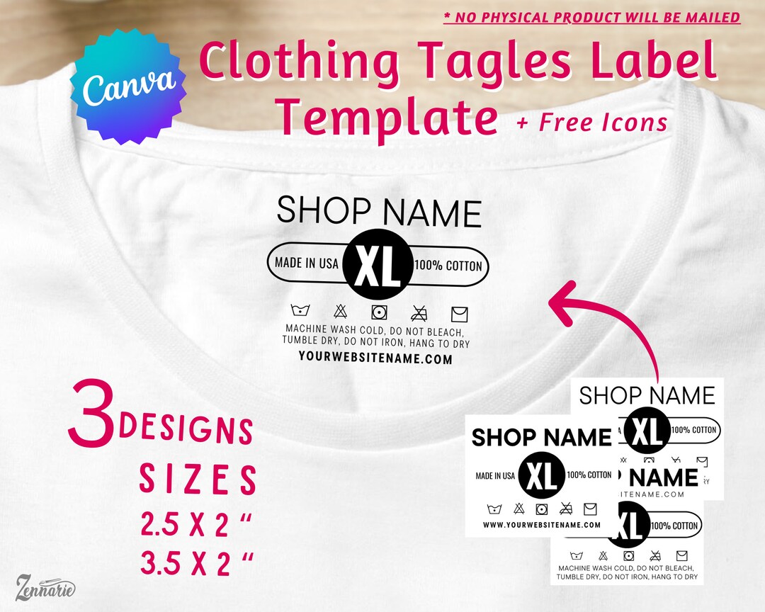 Editable Neck Label Canva Template for Clothing Business Tagless Label ...