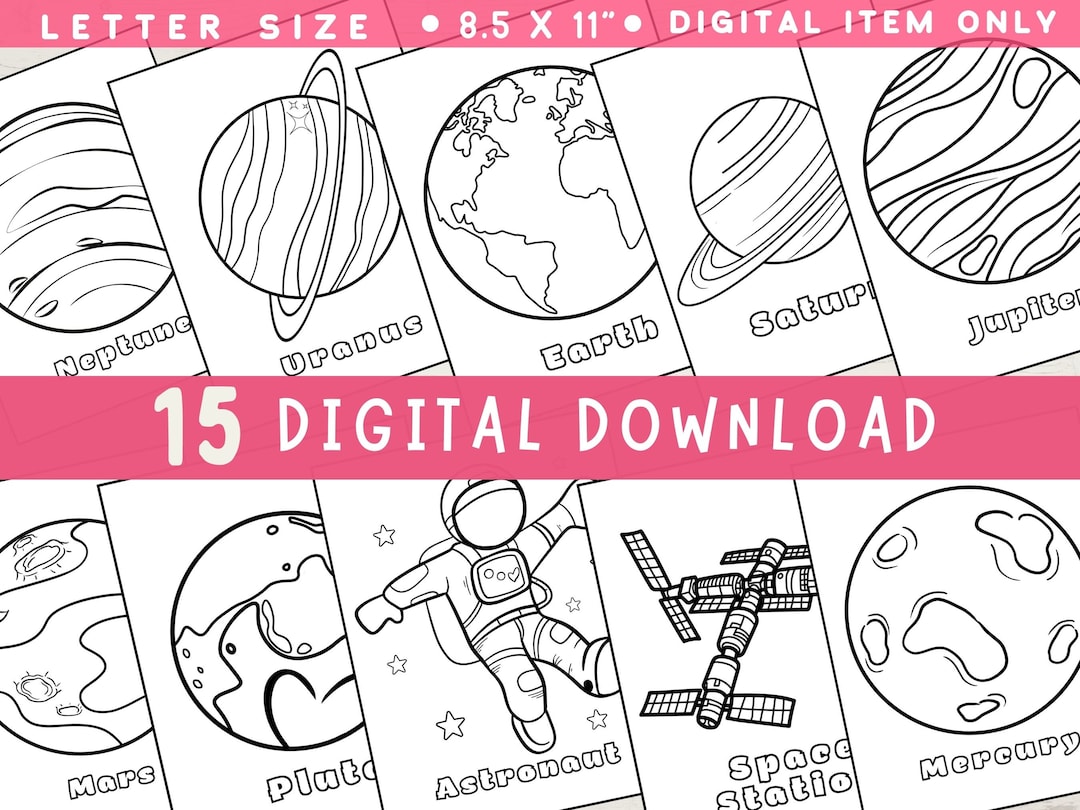 Space Planets Coloring Pages for Kids Worksheets Astronauts Rockets PDF ...