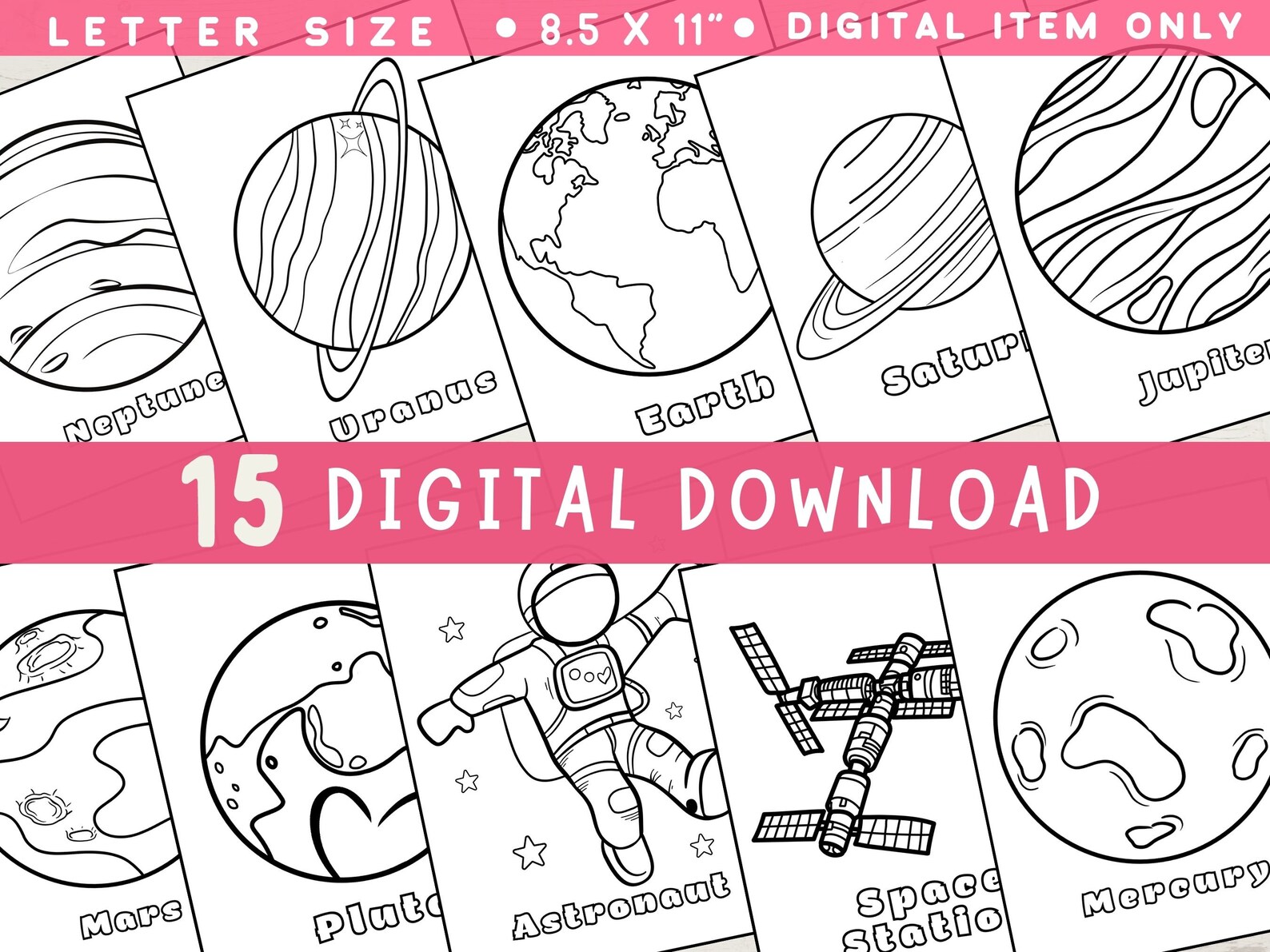 Space Planets Coloring Pages for Kids Worksheets Astronauts Rockets PDF ...