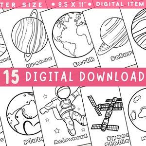 Space Planets Coloring Pages for Kids Worksheets Astronauts Rockets PDF ...