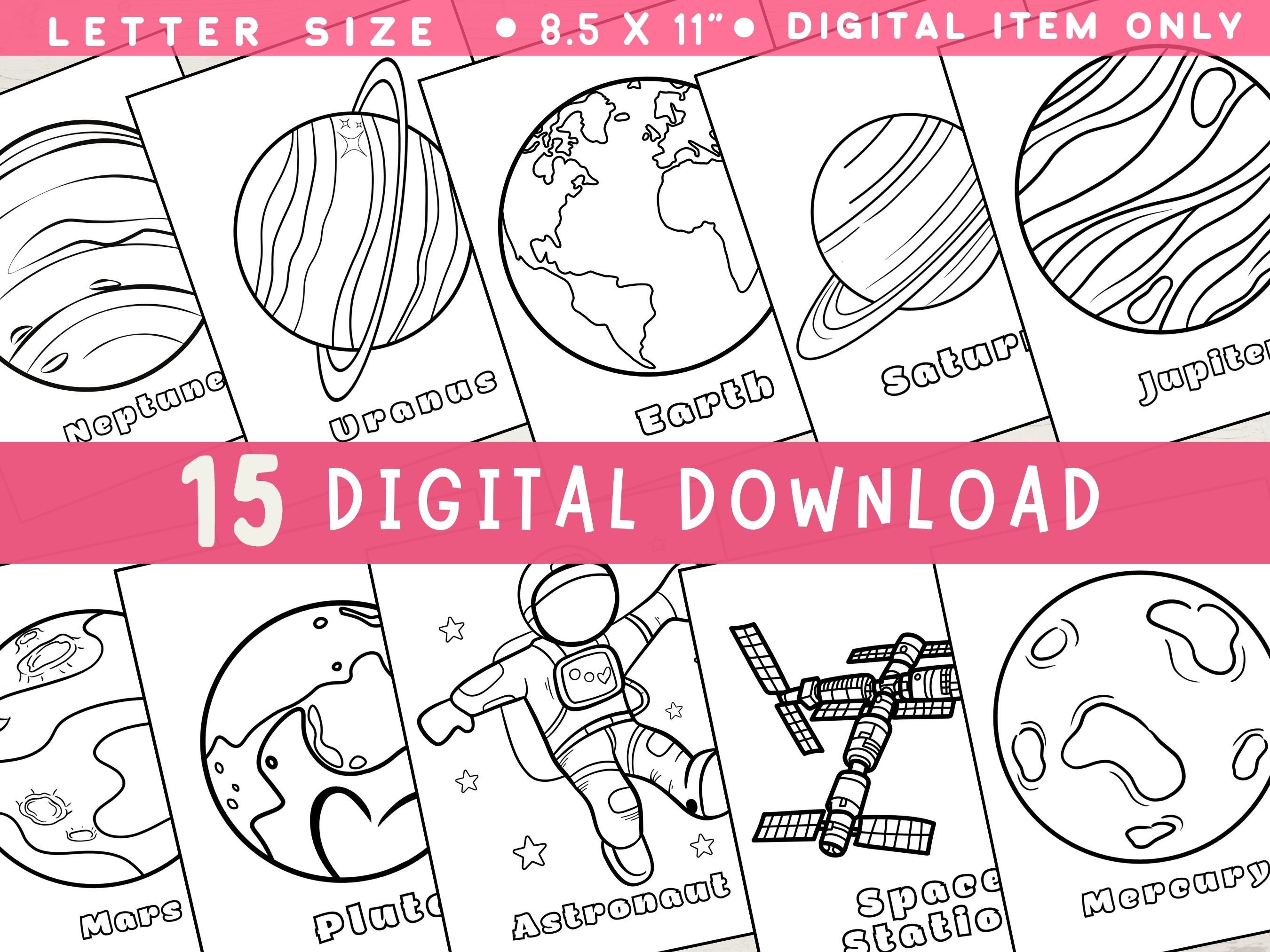 Space Planets Coloring Pages for Kids Worksheets Astronauts Rockets PDF ...