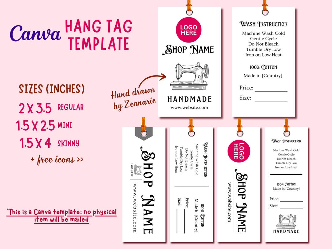 Editable Vintage Hang Tags Custom Canva Template Clothing Tags ...
