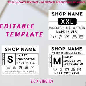Editable Clothing Tagless Label Template for Small Business Garment ...