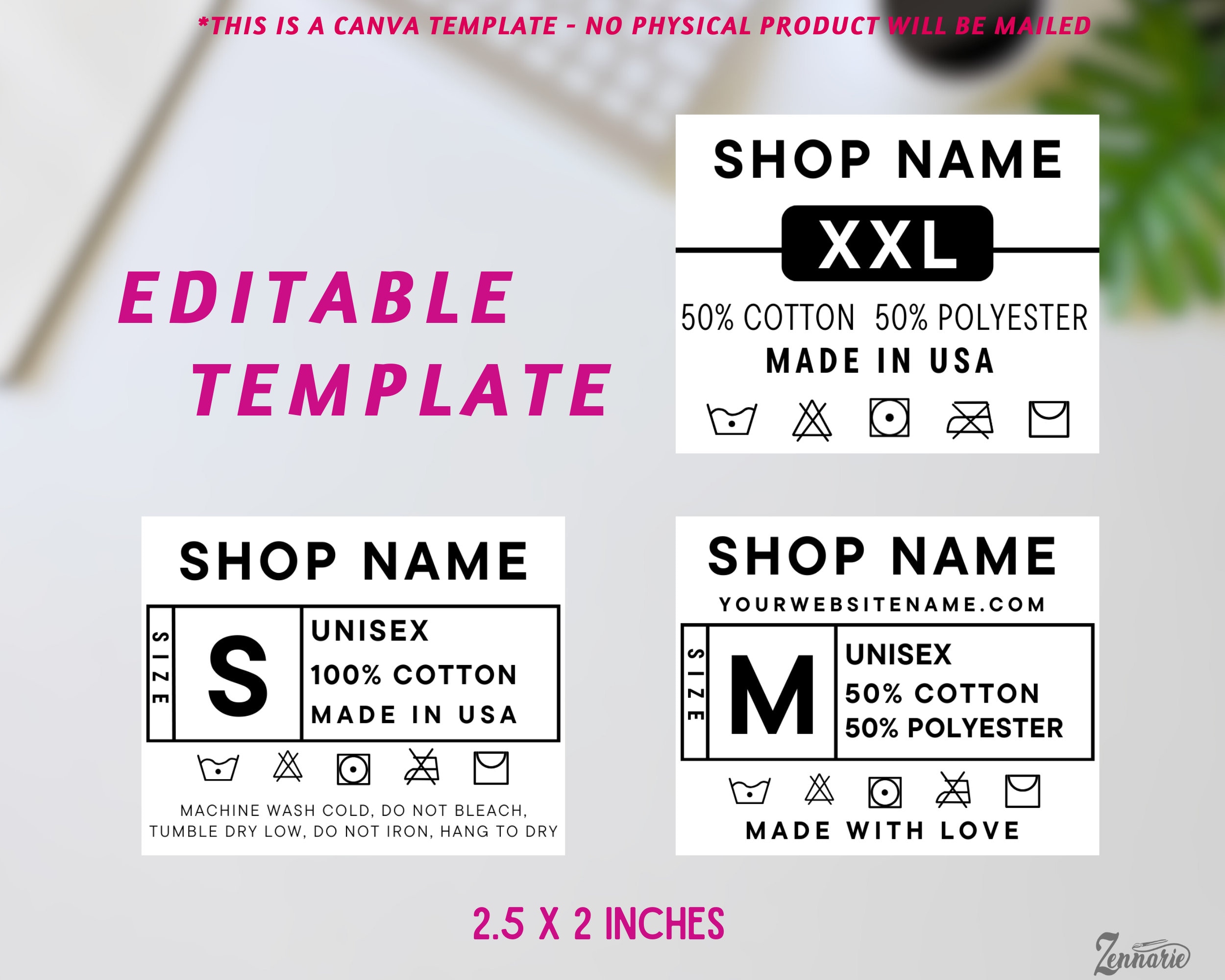 Editable Clothing Tagless Label Template for Small Business Garment ...