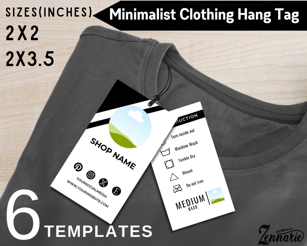 Editable Minimalist Hang Tag for Clothes Custom Garment Care Card Label ...
