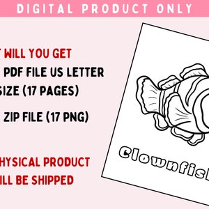 Water Animals Coloring Pages Cute Marine Animals Instant Download ...