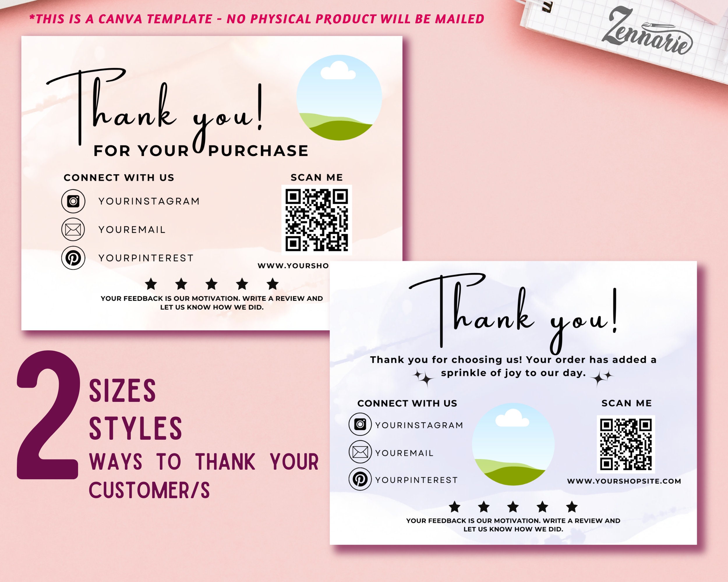 Editable Thank You Card Template for Small Business Thank You for ...