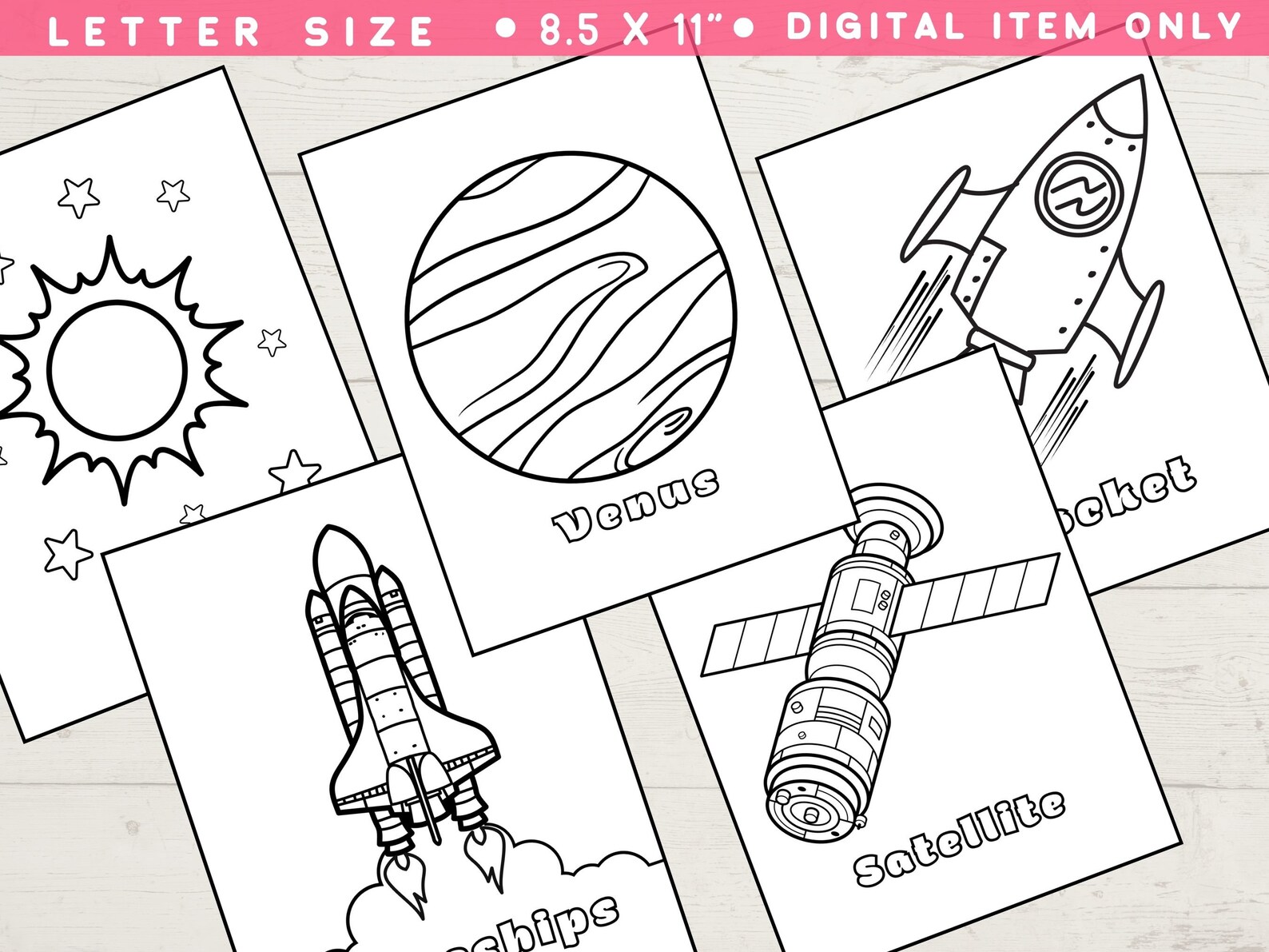 Space Planets Coloring Pages for Kids Worksheets Astronauts Rockets PDF ...