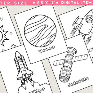 Space Planets Coloring Pages for Kids Worksheets Astronauts Rockets PDF ...