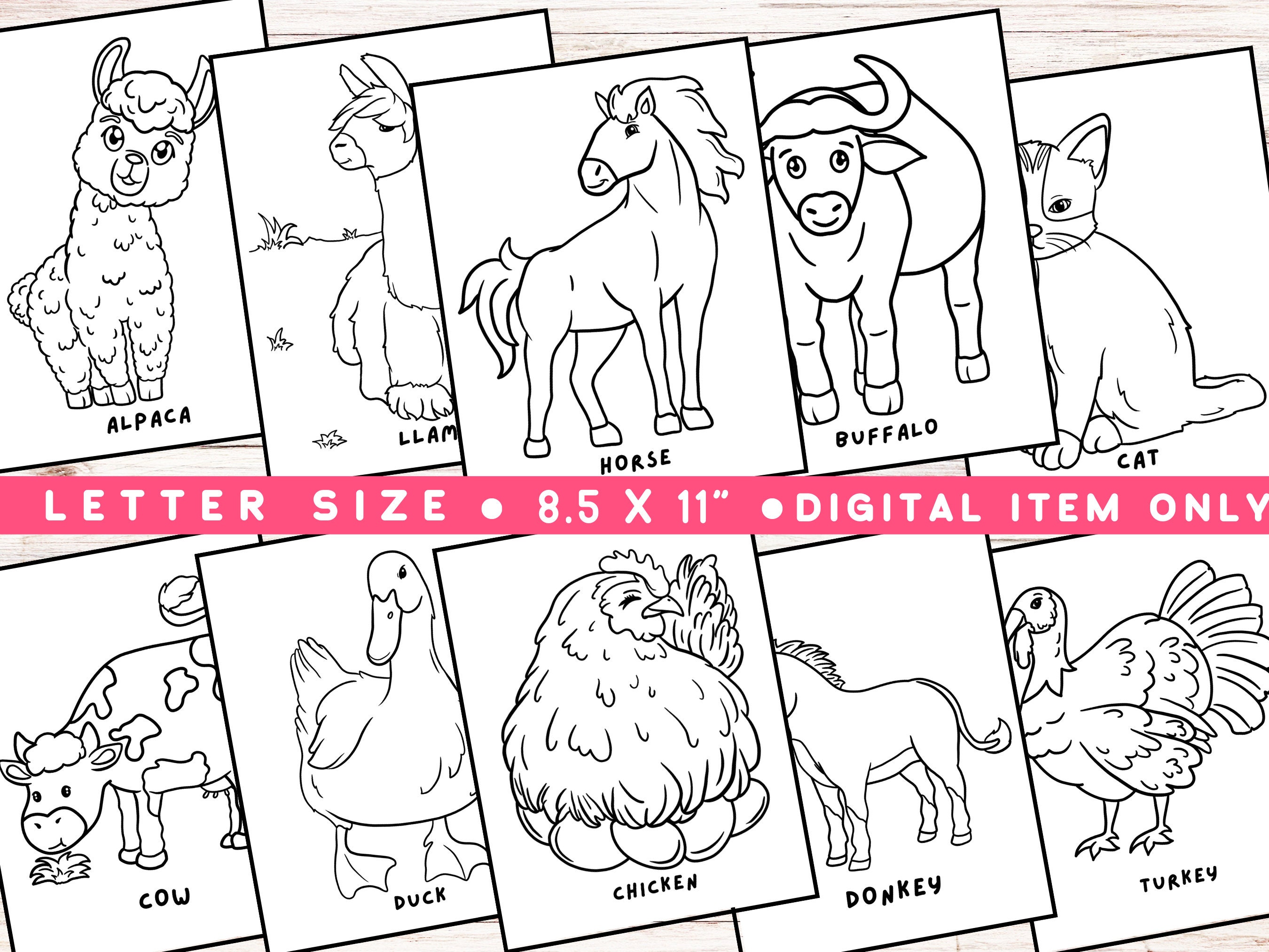 20 Farm Animal Coloring Pages With Animal Names Printable Coloring ...